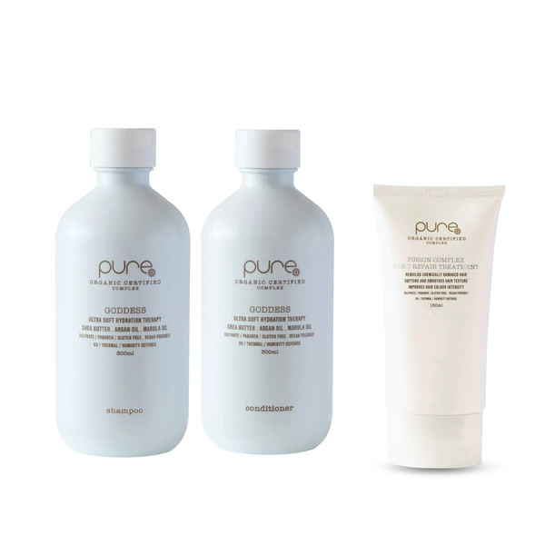 Pure Goddess Shampoo/Conditioner/Fusion Complex Trio – Hair Traders ...